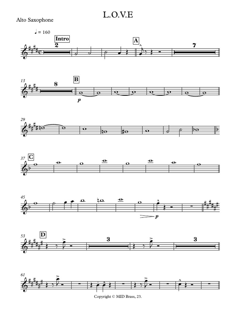 L O V E - Alto Saxophone | PDF