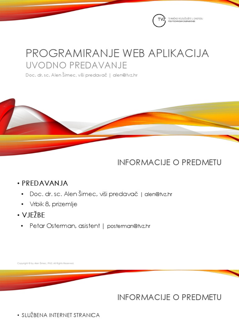 Programiranje Web Aplikacija: Uvodno Predavanje | PDF