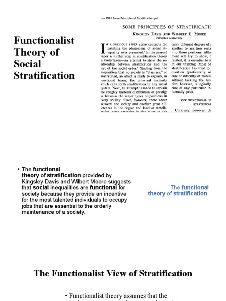 Functional Theory of Social Stratification | PDF | Social ...