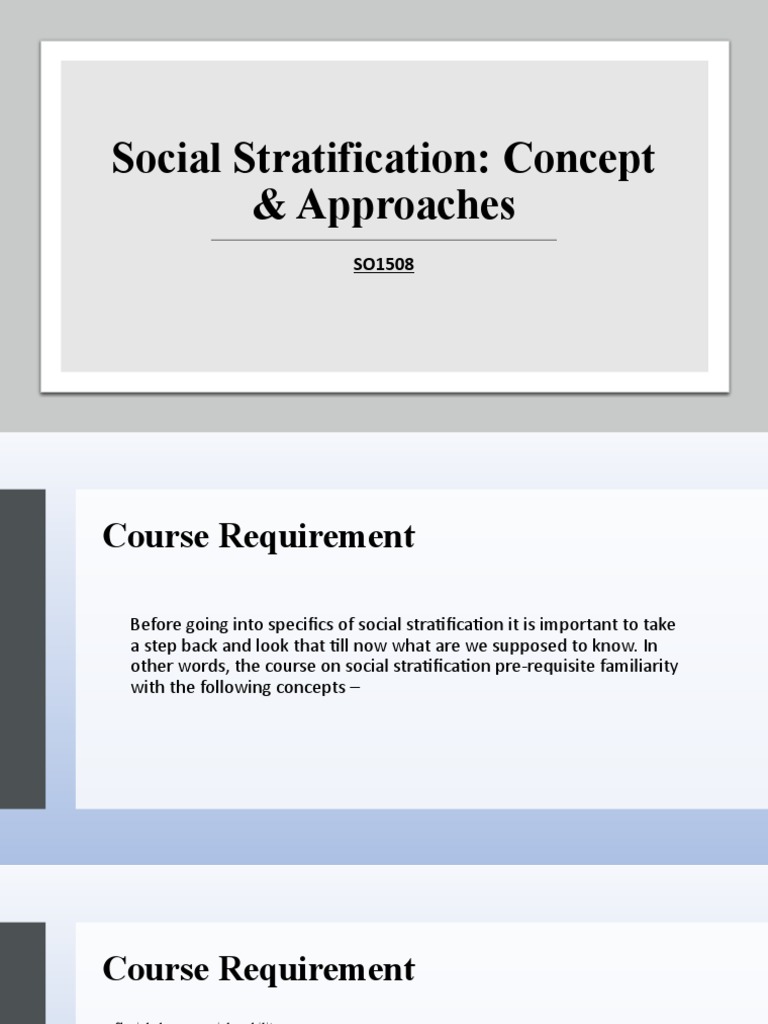 Social Stratification - Concept & Approaches | PDF | Social ...
