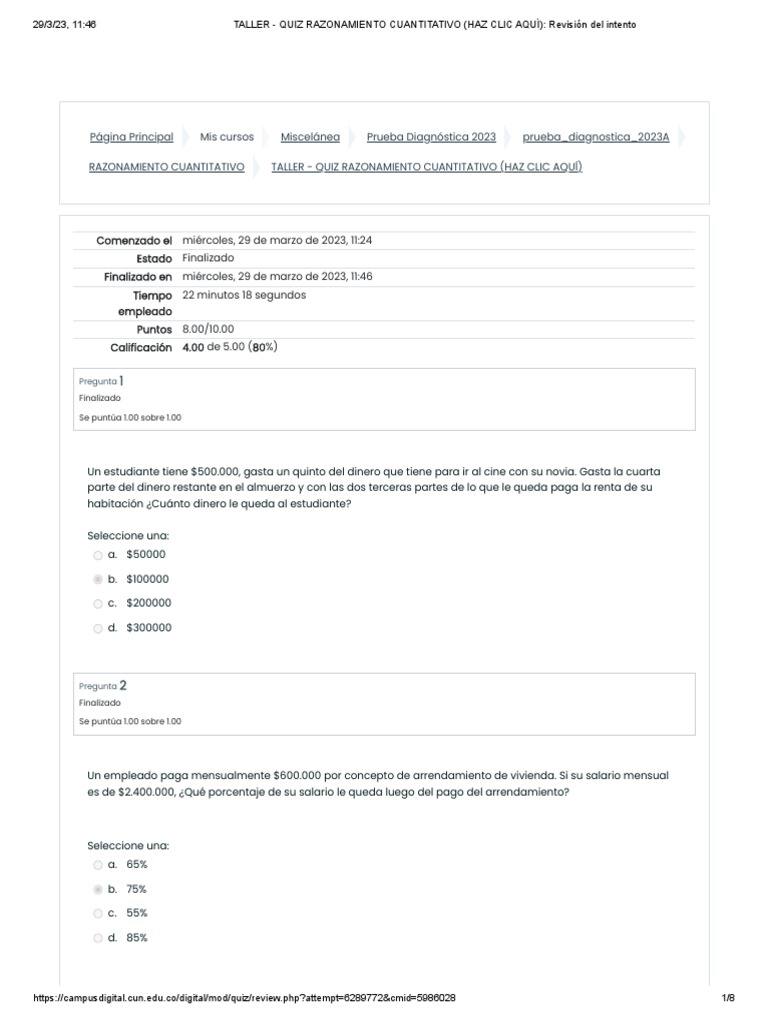 Taller de Razonamiento Cuantitativo 2023 | PDF