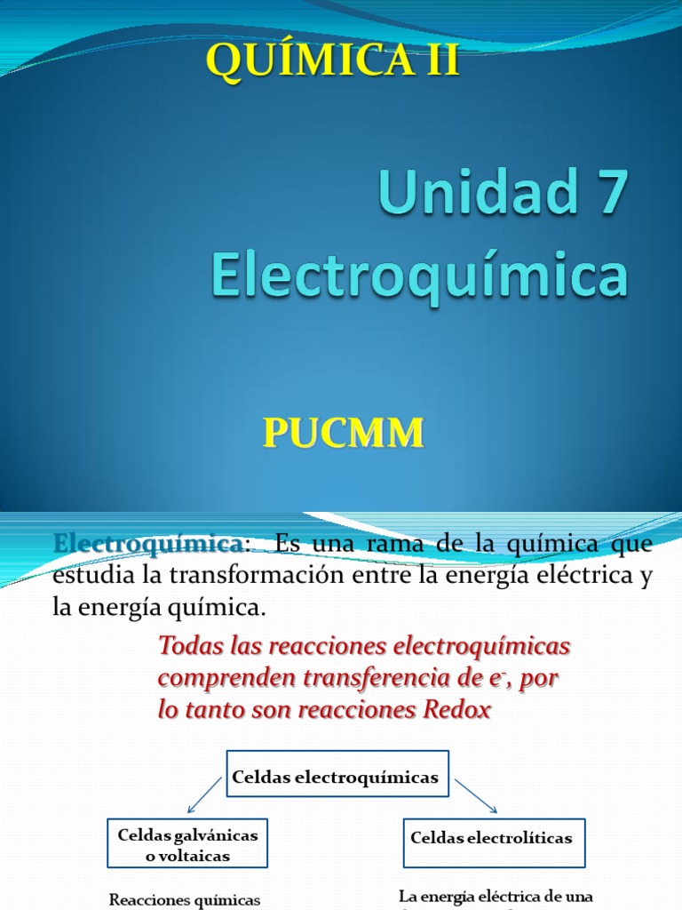 Unidad 7 Electroquímica-Mod2 | PDF | Redox | Electrodo