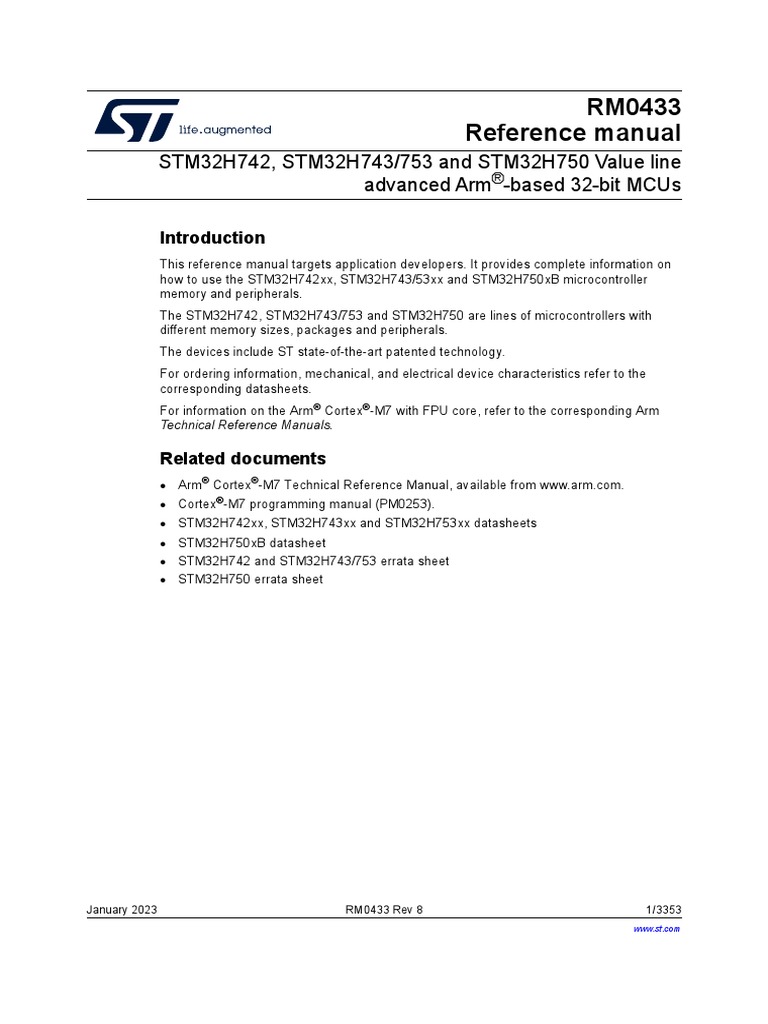 Rm0433 Reference Manual: Stm32H742, Stm32H743/753 and Stm32H750 Value ...