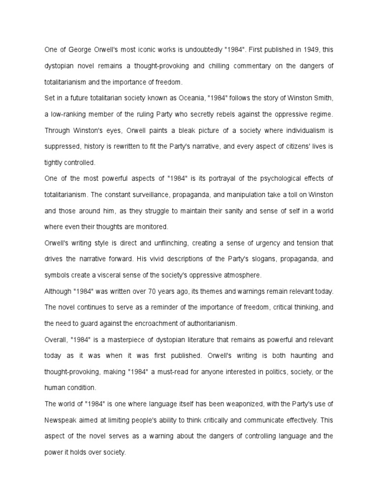 Review of 1984 by George Orwell | PDF