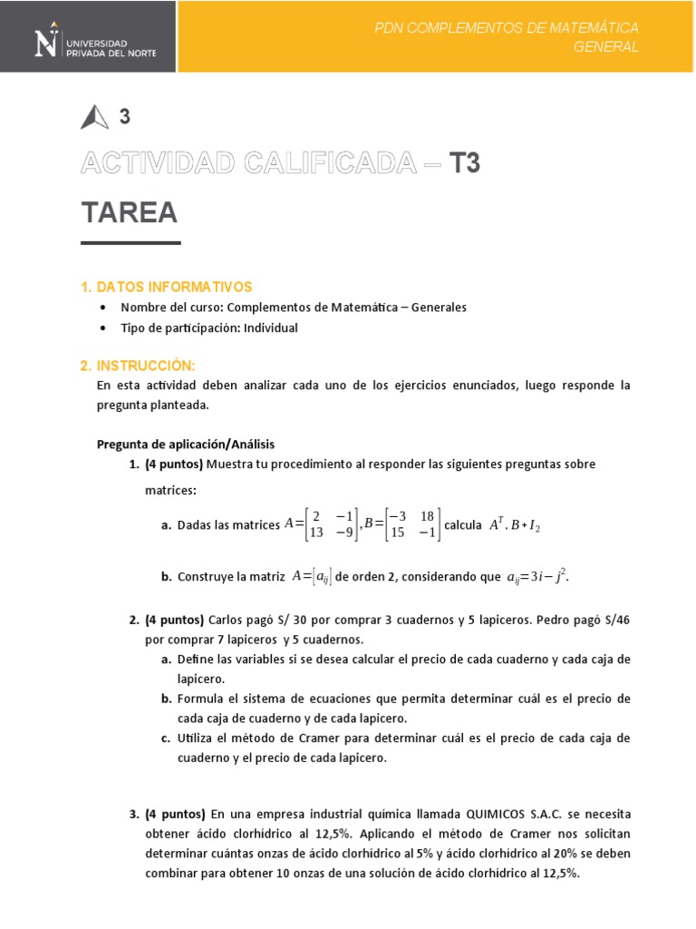 MATH 1001 220 T3 v1 | PDF | Matriz (Matemáticas) | Ecuaciones