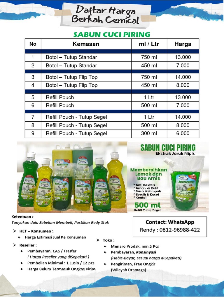 Harga - Sabun Cuci Piring - 2023 Baru Ok | PDF