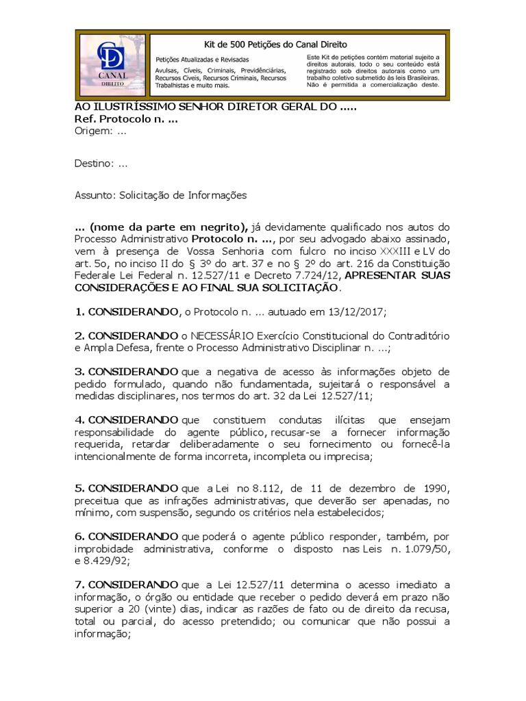 Modelo - Pedido de Informações | PDF | Advogado | Justiça