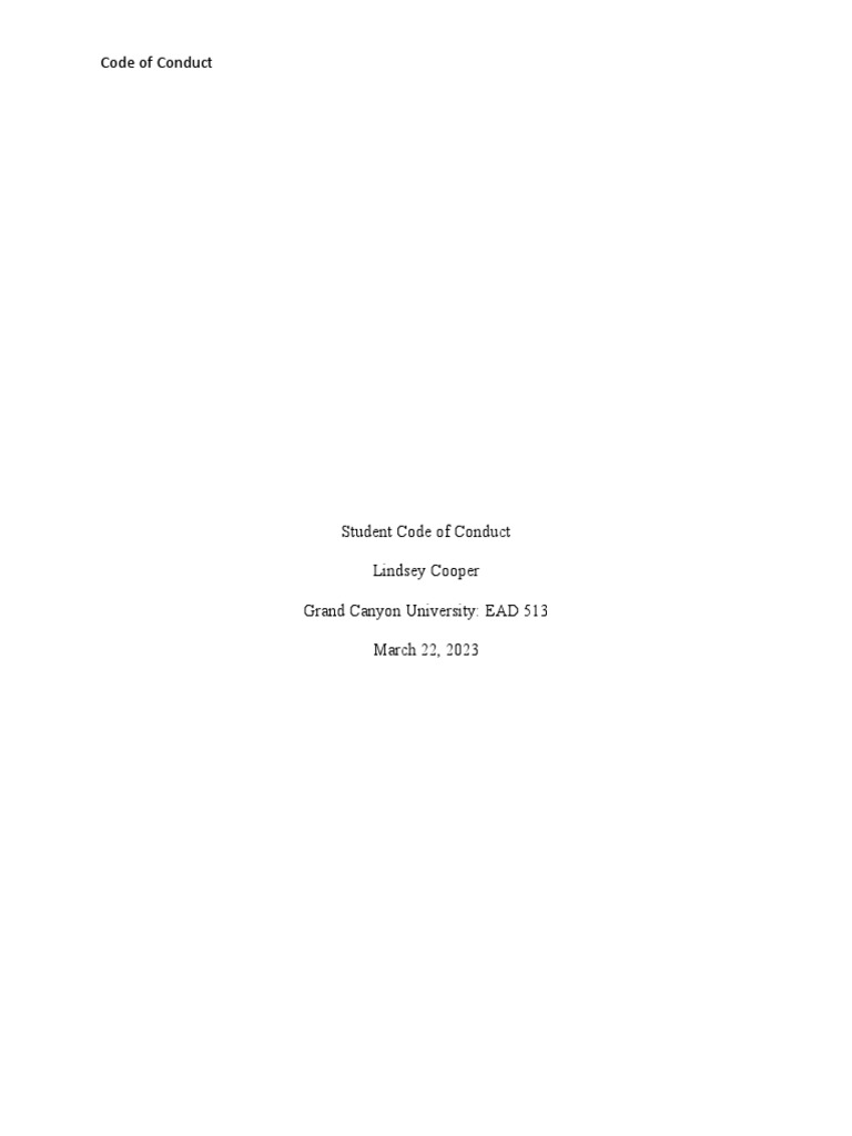 Ead-513 Code of Conduct | PDF | Teachers | Behavior