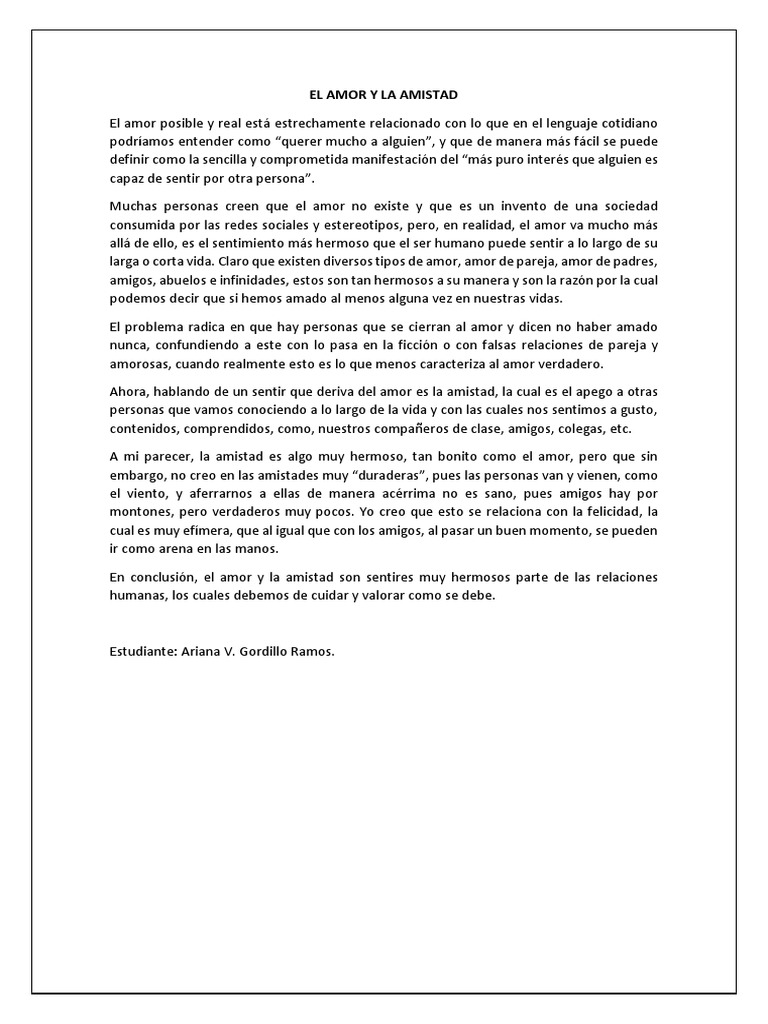 El Amor Y La Amistad Texto Pdf