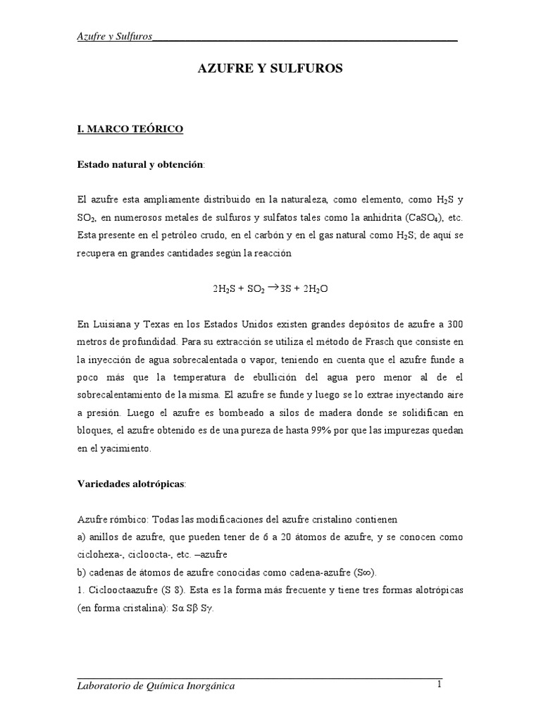 Alotropía y Propiedades del Azufre | PDF | Azufre | Química
