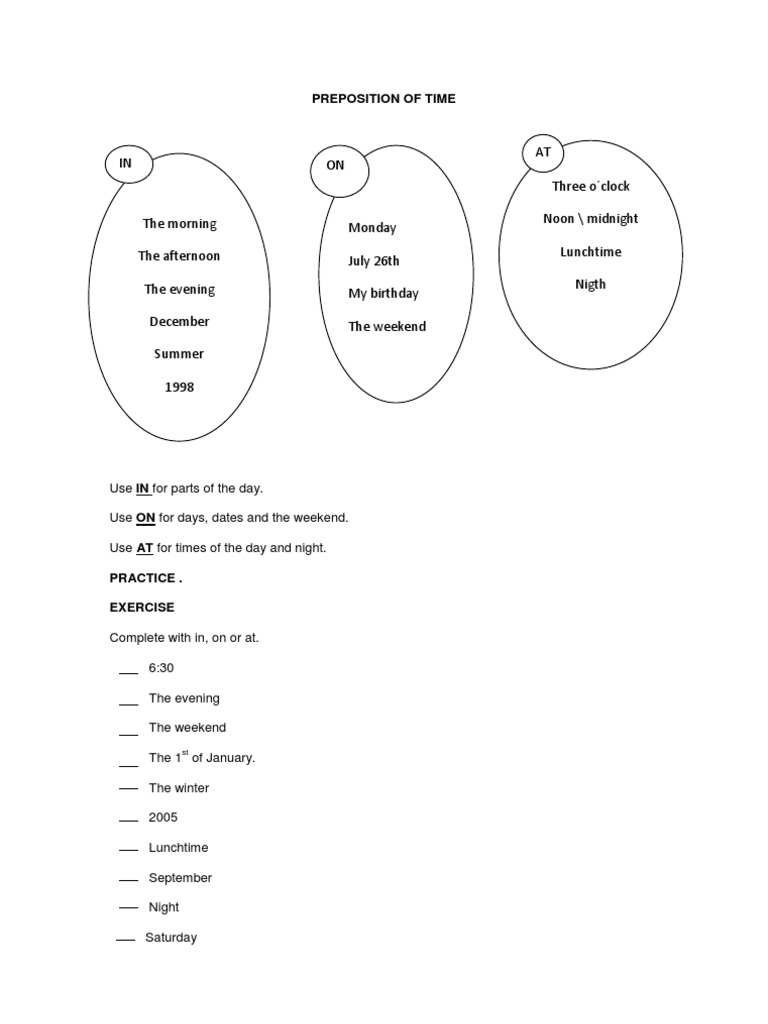 Preposition of Time | PDF