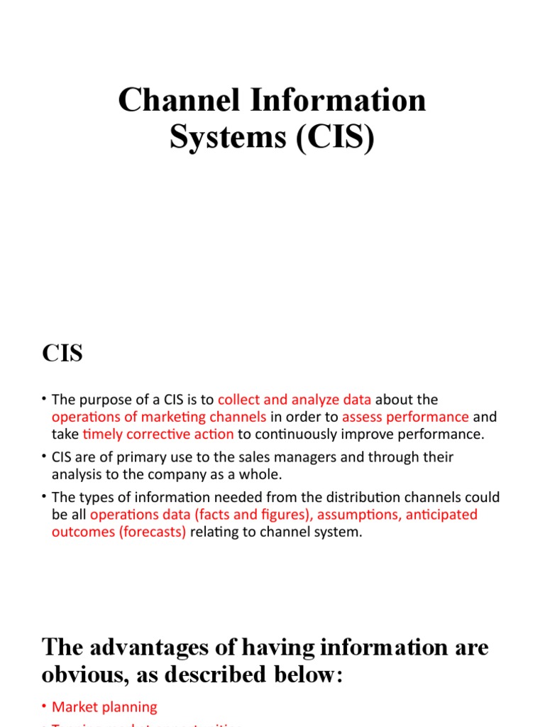 Channel Information Systems (CIS) | PDF | Sales | Inventory