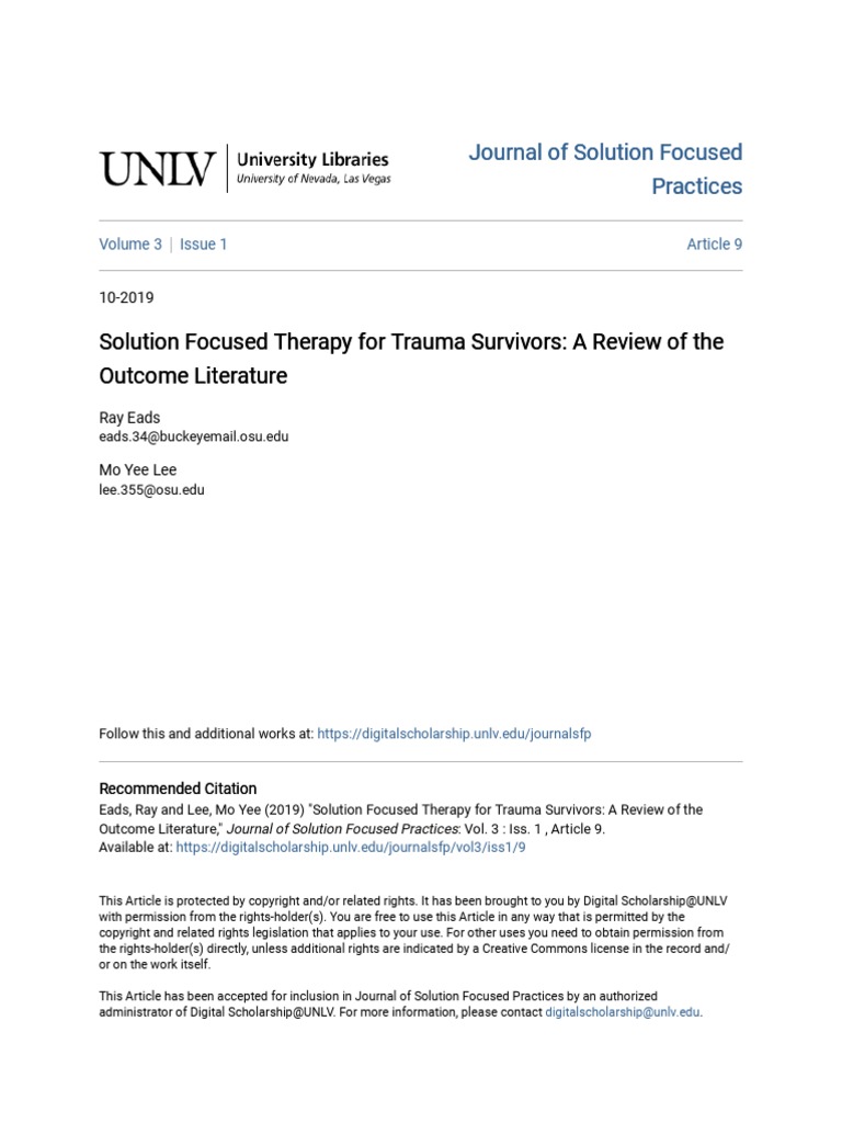 Solution Focused Therapy For Trauma Survivors | PDF | Psychological Trauma | Eye Movement ...