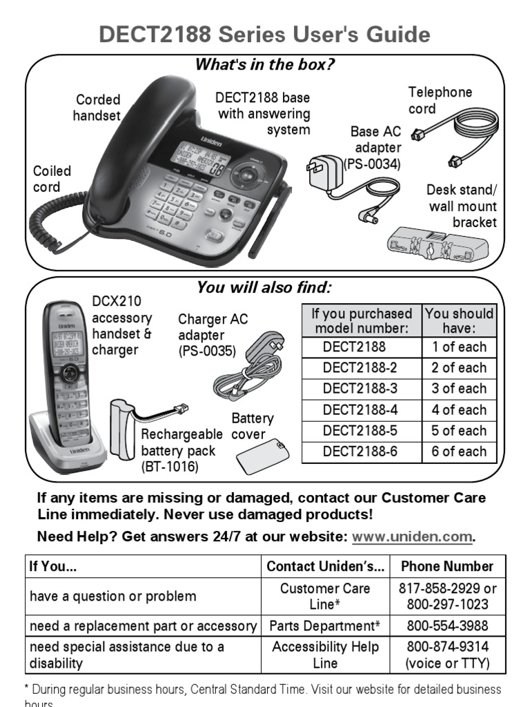 DECT2188 Manual | PDF | Telephone Numbering Plan | Telephone