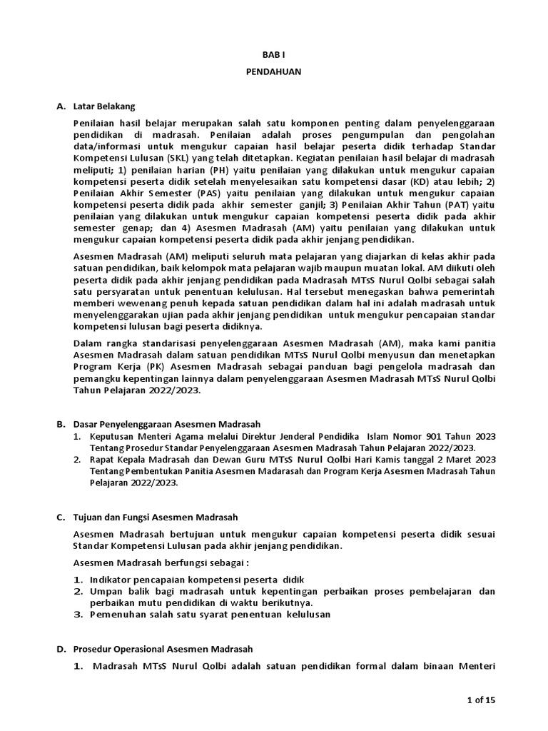 0 Program Asesmen Madrasah Tahun 2023 NQ | PDF