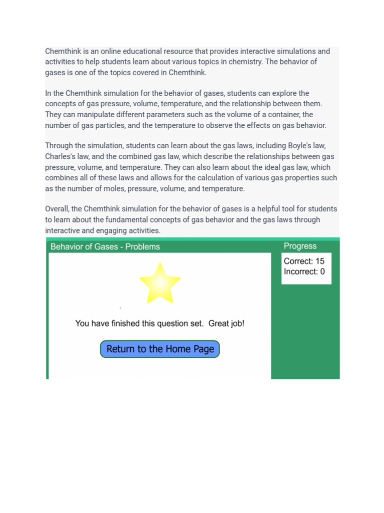 Chemthink Is An Online Educational Resource That Provides Interactive ...