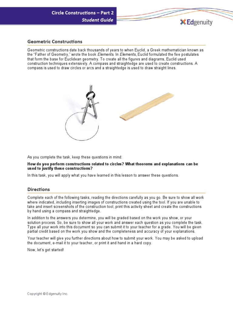 Circle Constructions - Student Guide - Part 2 | PDF | Circle | Triangle