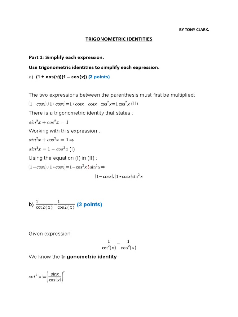 Trigonometric Identities Download Free Pdf Trigonometric Functions Geometry