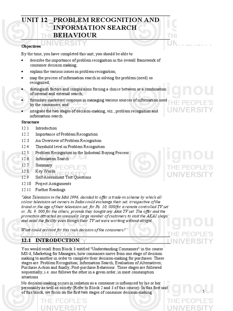 Problem Recognition | Download Free PDF | Consumer Behaviour | Behavior