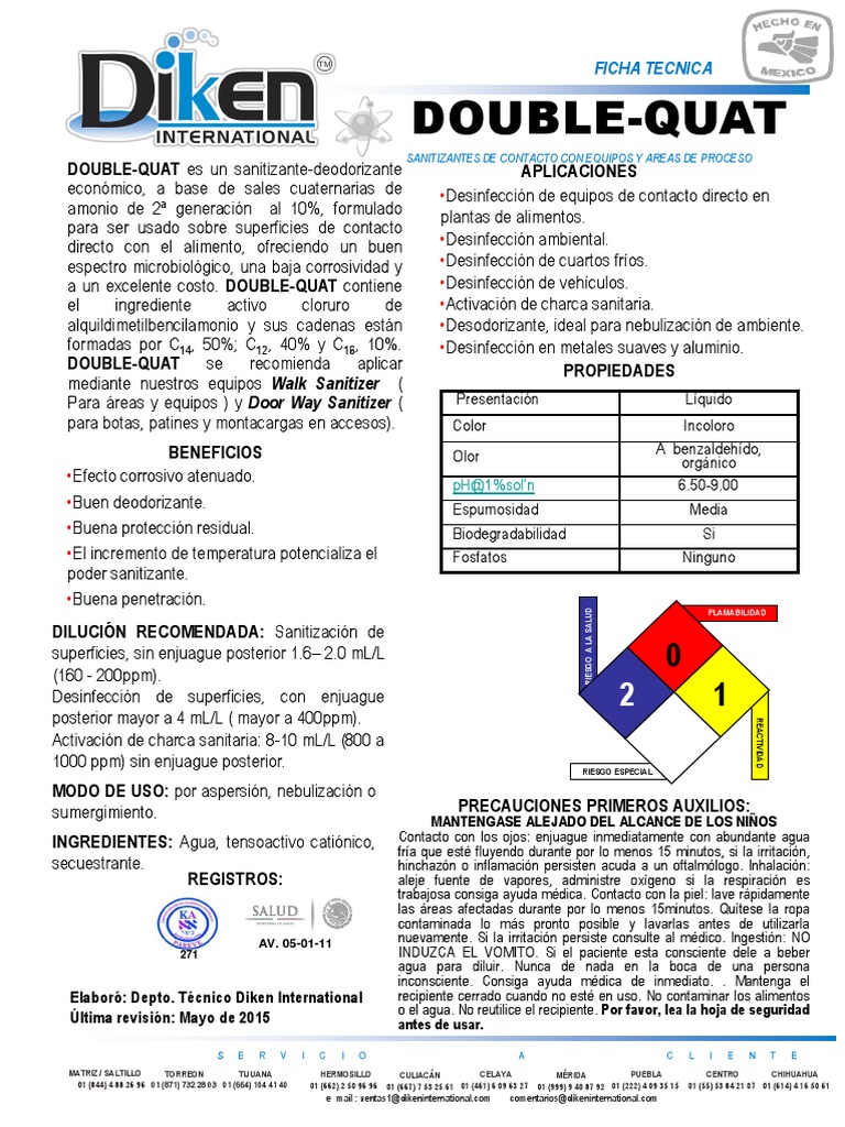 Double Quat Ficha Técnica CL | PDF | Materiales | Compuestos químicos
