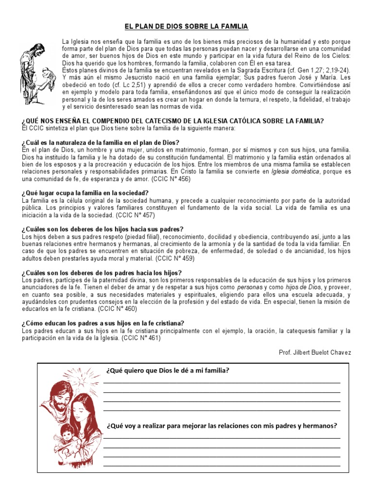 Ficha Plan de Dios Familia 1° | PDF | Iglesia Católica | Amor