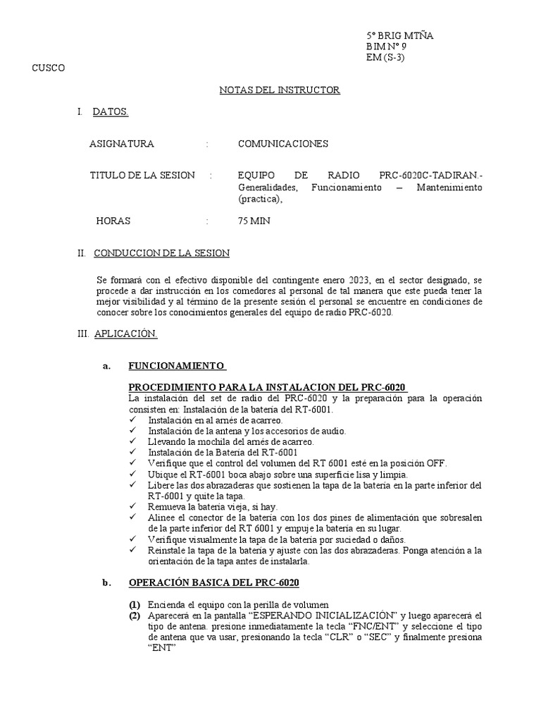 Instrucción sobre Radio PRC-6020 | PDF | Sustancias químicas | Materiales