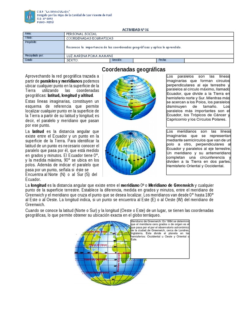 Coordenadas Geográficas y su Uso | PDF | Ecuador | Ciencias de la Tierra