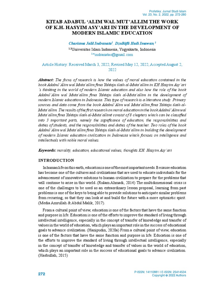 Kitab Adabul Alim Wal Mut'allim K.H. Hasyim Asy'ari | PDF | Teachers ...