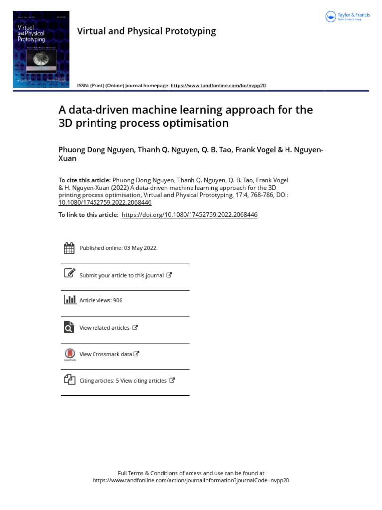 A Data Driven Machine Learning Approach For The 3d Printing Process 0501