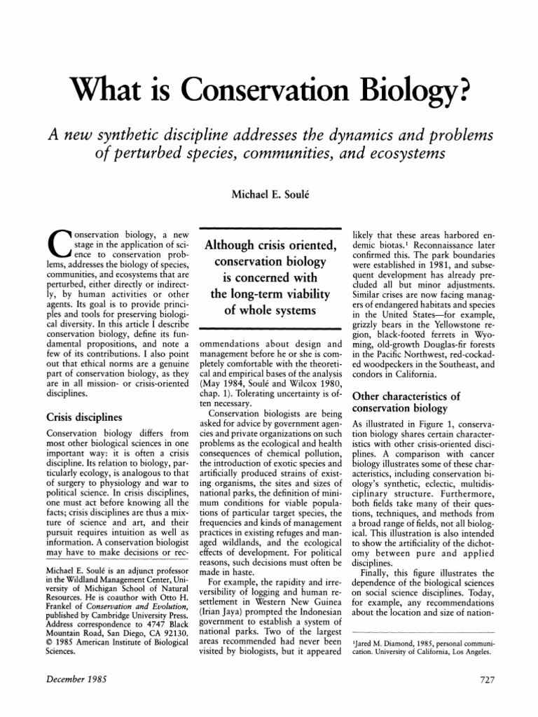 Soule, 1985 | PDF | Conservation Biology | Ecology