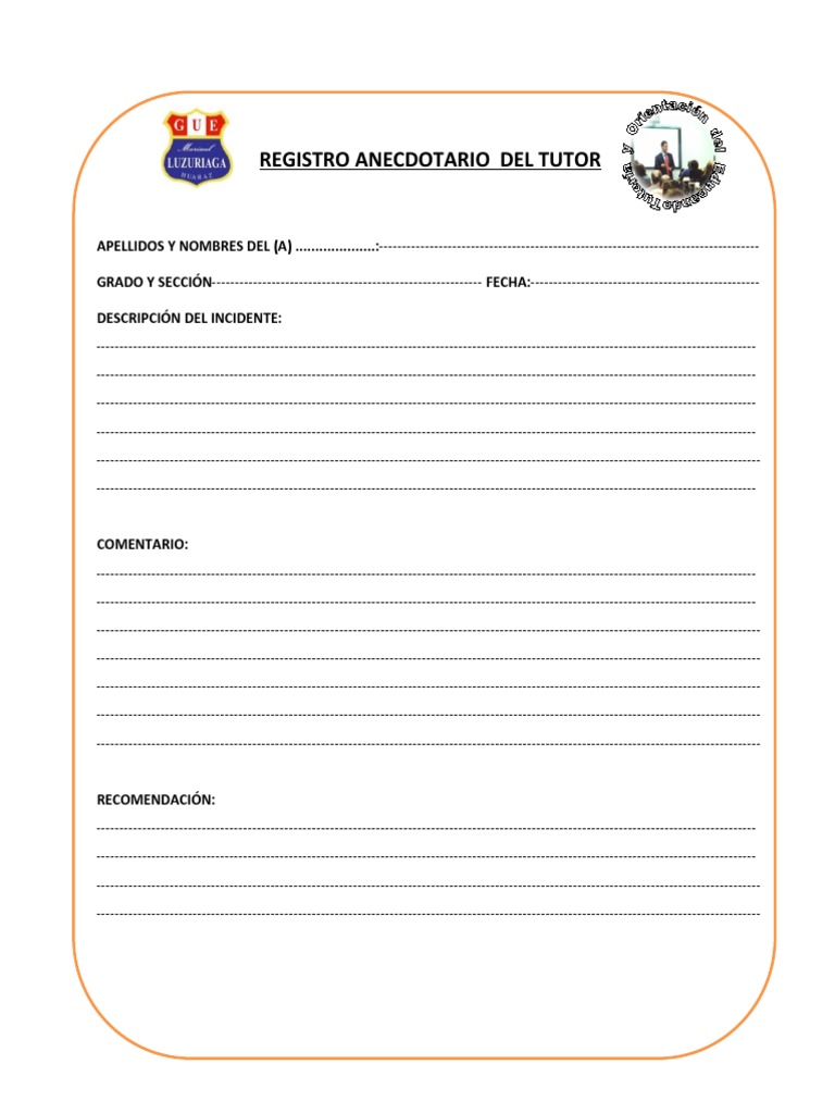 Registro Anecdotario del Tutor | PDF