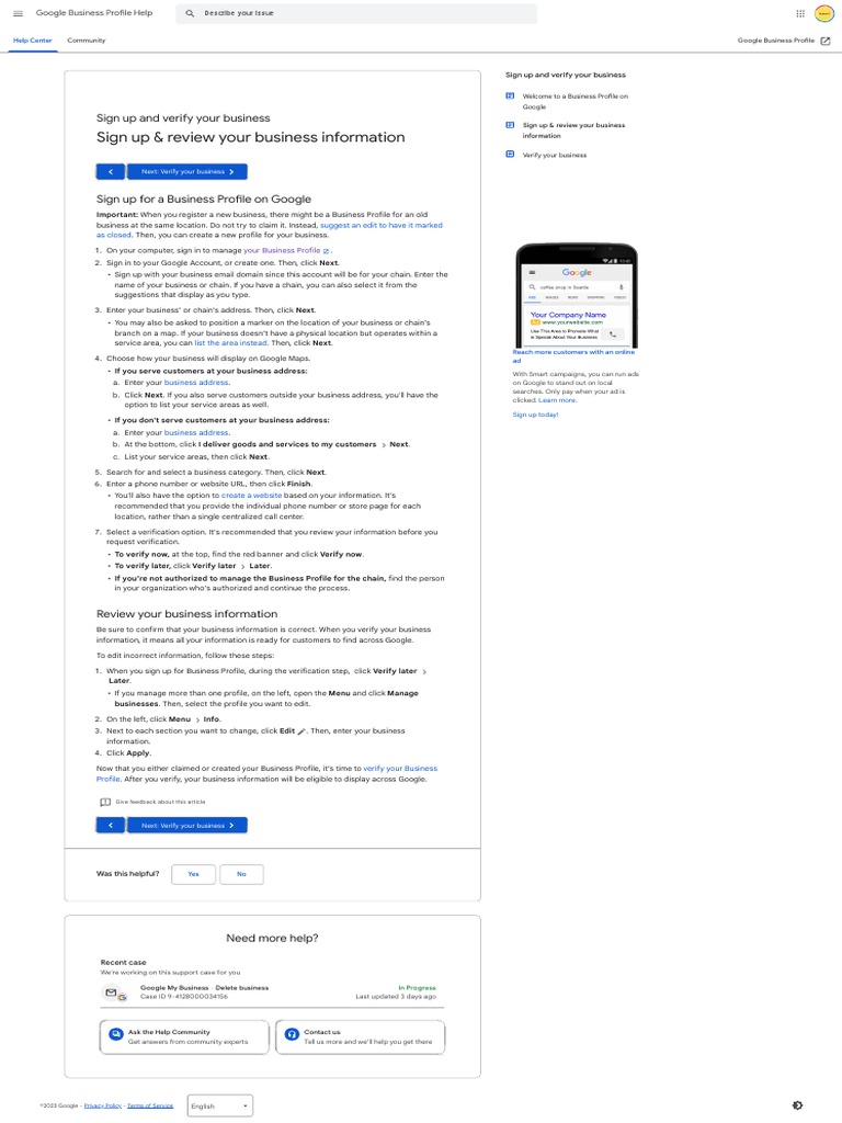 Sign Up GMB | PDF | Communication | Information Technology