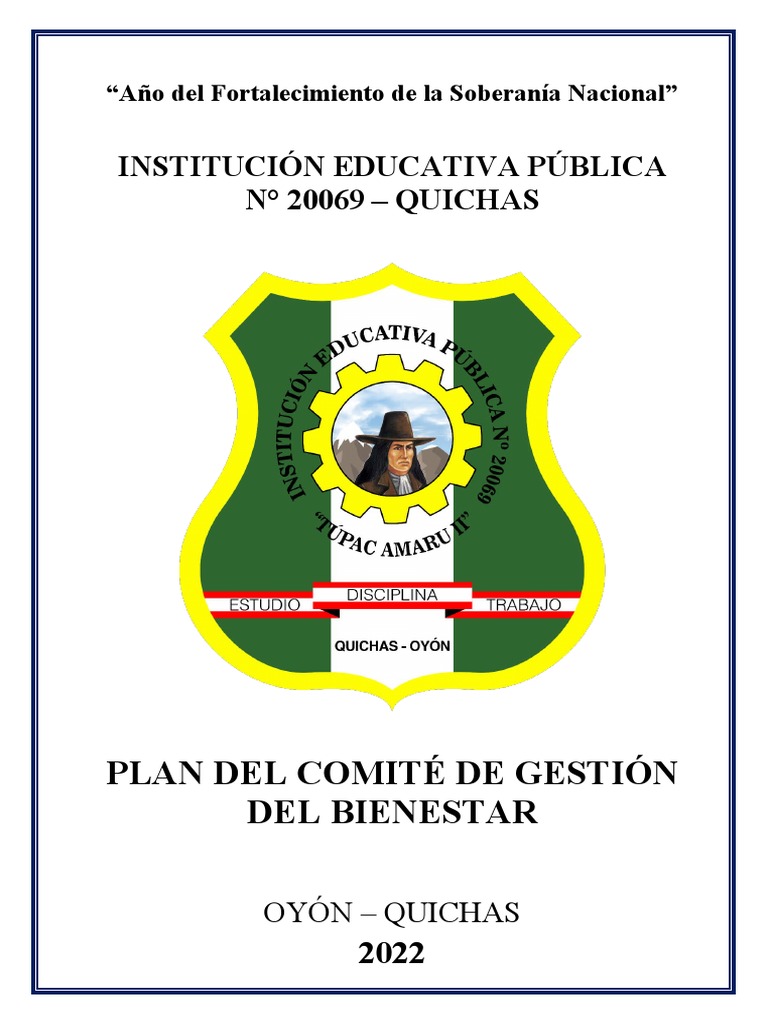 Plan Anual de Gestión del Bienestar Escolar de la Institución Educativa ...