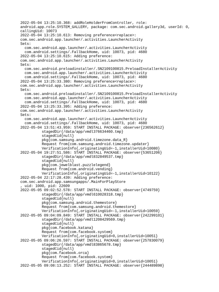Android Package Install Logs | PDF | Software | Information Technology ...