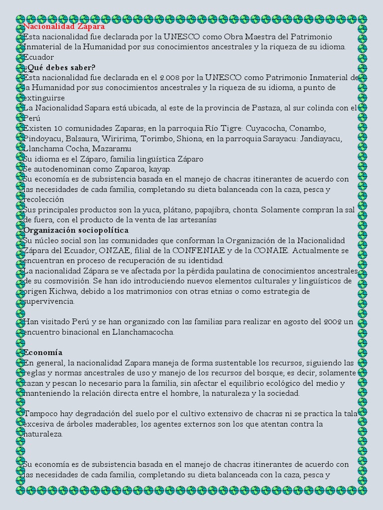Nacionalidad Zápara | PDF | Ecuador