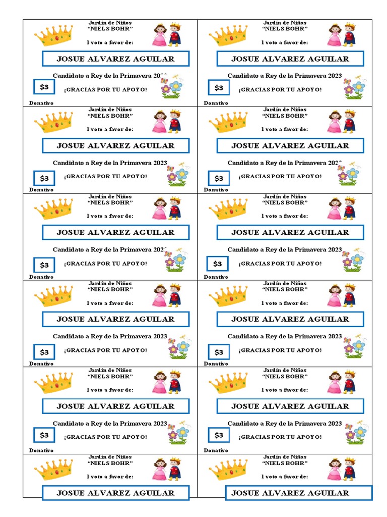 Boletos Rey y Reina | PDF