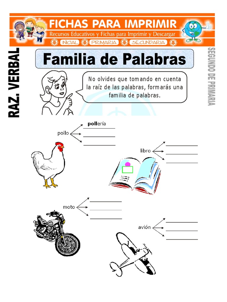 Ficha de Familia de Palabras para Segundo de Primaria | PDF