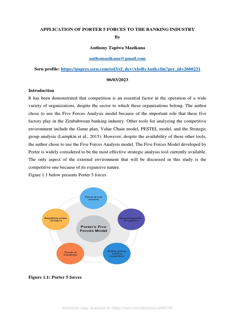 Application of Porter 5 Forces To The Banking Industry by Anthony ...
