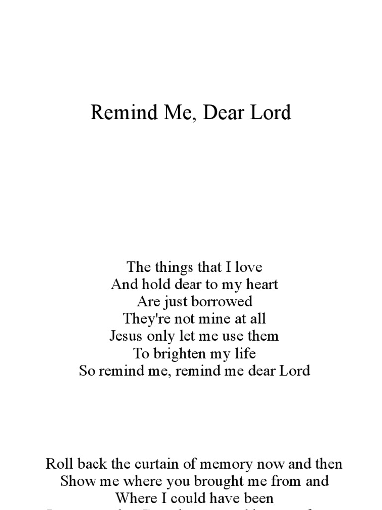 Remind Me, Dear Lord | PDF
