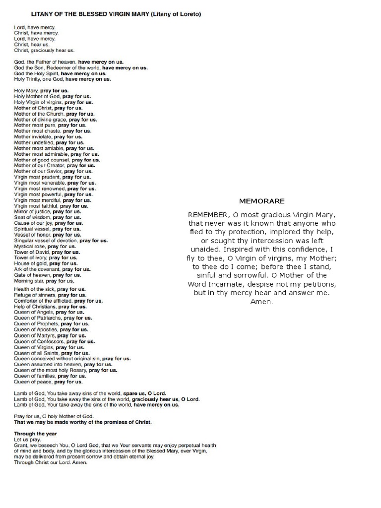 Litany of The Blessed Virgin Mary | PDF