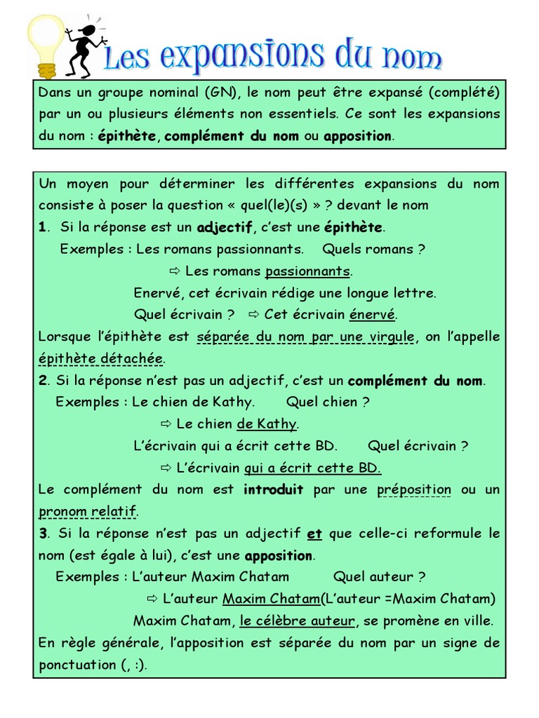 Expansions du Nom : Définition et Exemples | PDF | Clause | Pronom