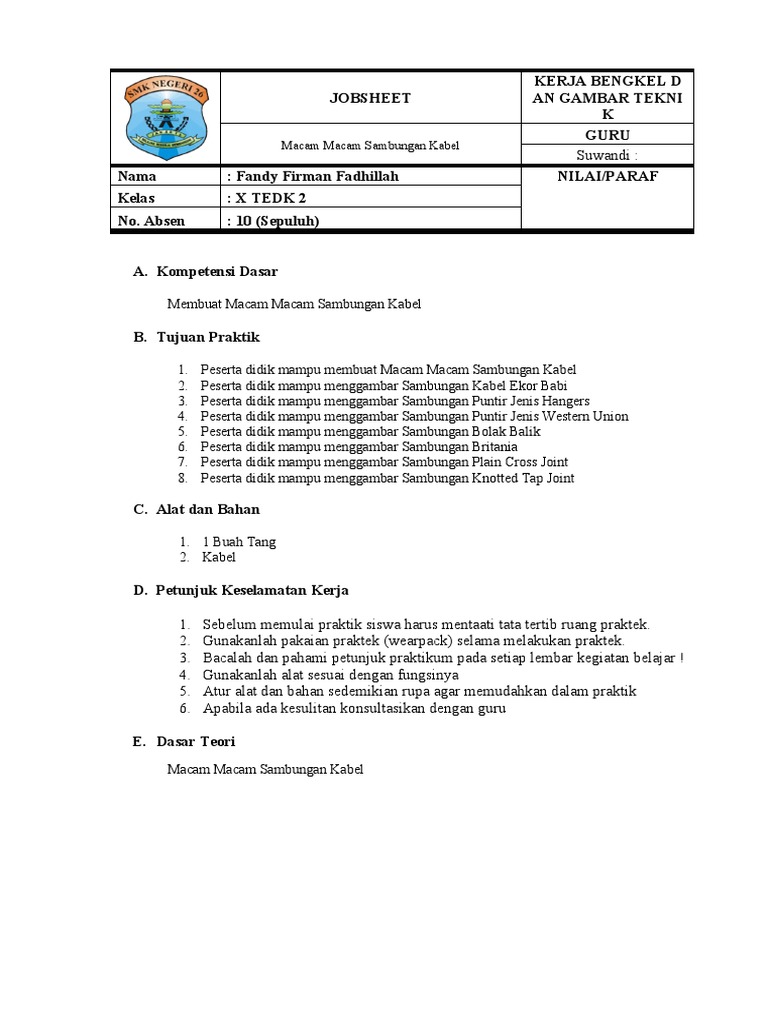 Jobsheet 1 | PDF
