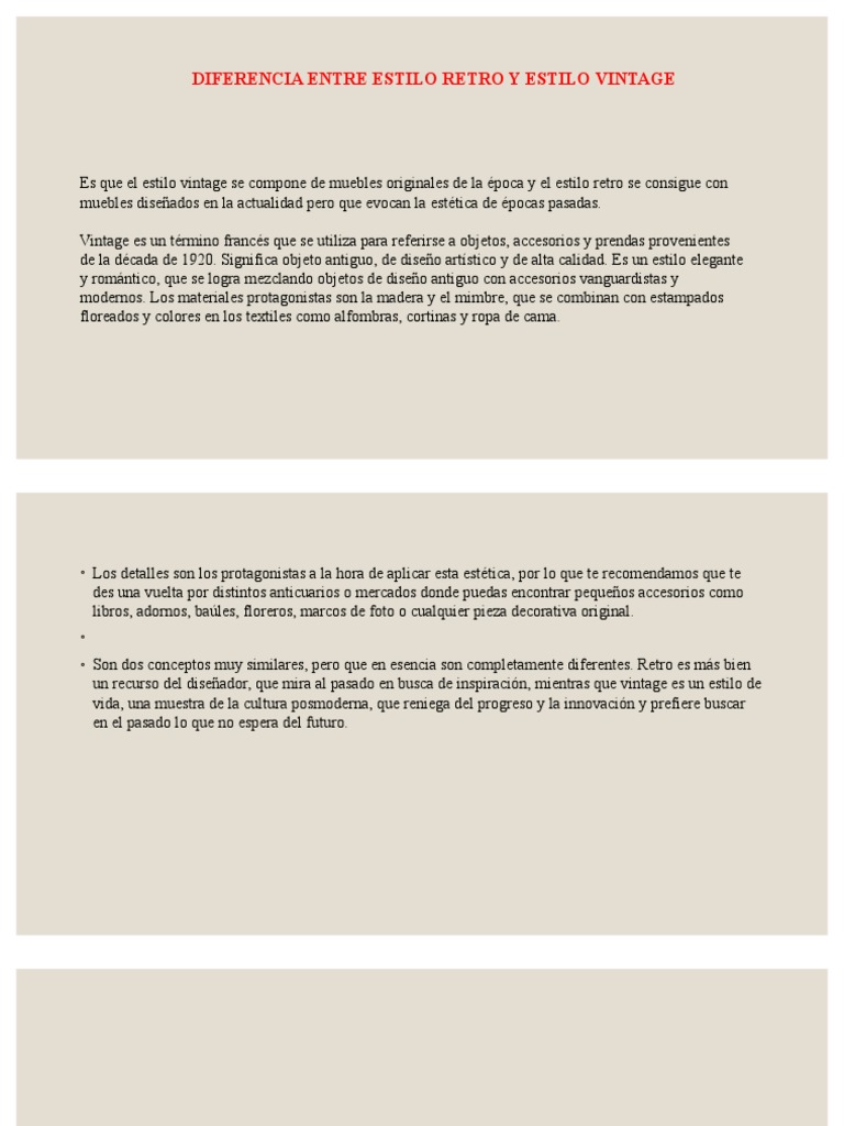 Diferencias entre estilo retro y vintage | PDF | Estilo de vida