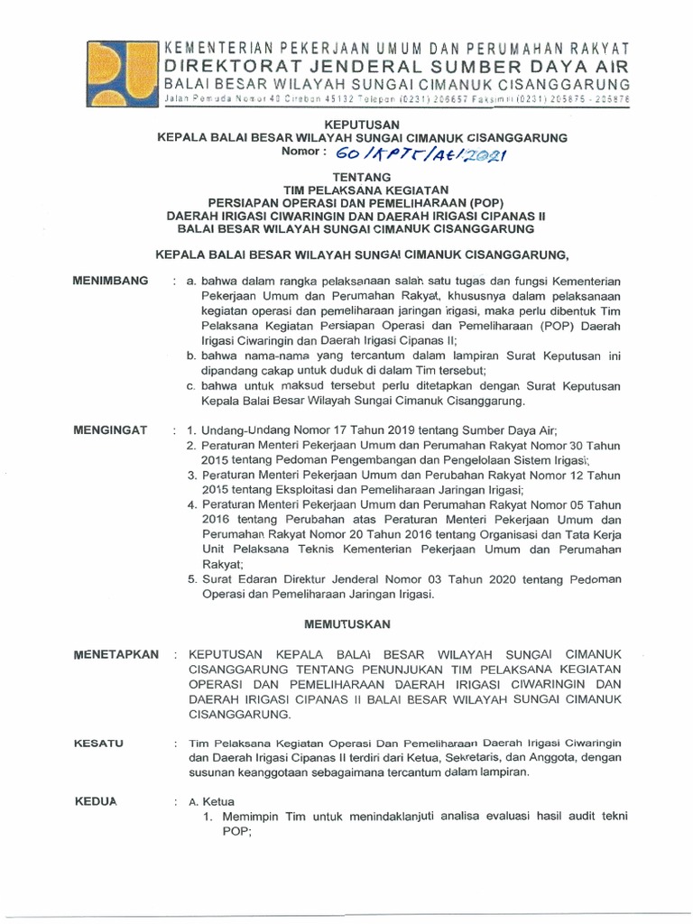 Contoh Format SK TIM POP (TIAP DI) | PDF