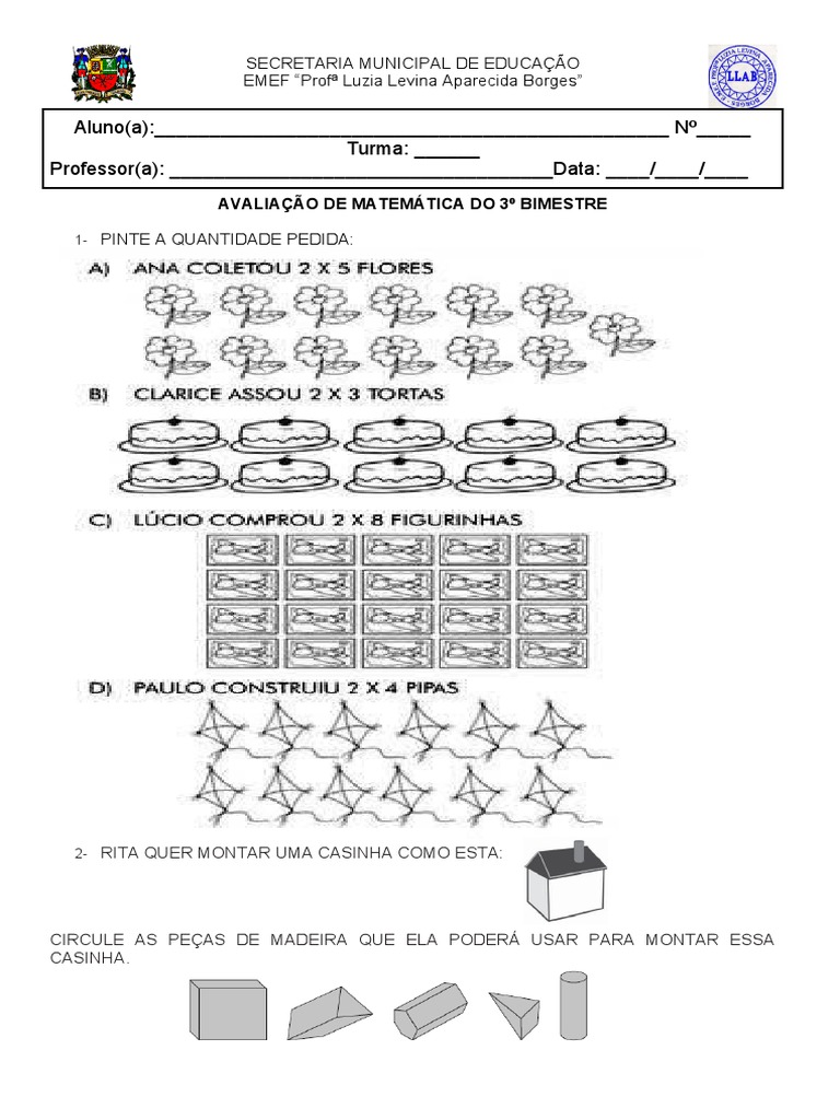 Avaliação de Matem Ática 3º Bimestre | PDF