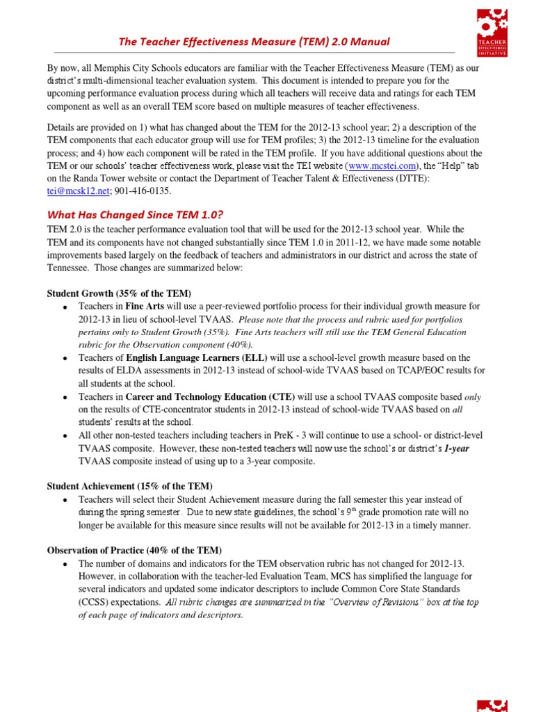 TEM Manual | PDF | Rubric (Academic) | Teachers