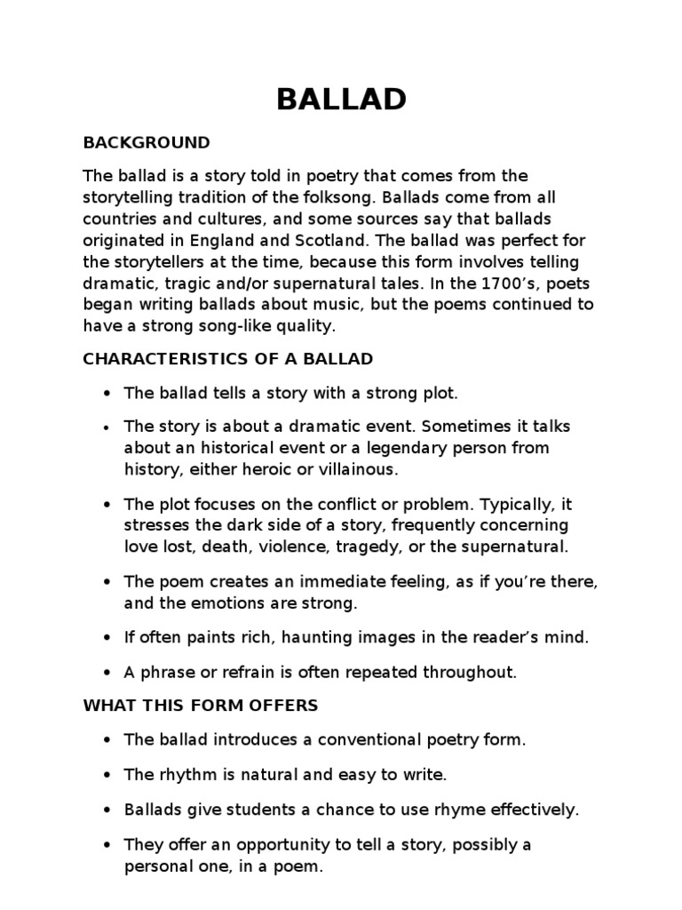 Ballad - For Students | PDF
