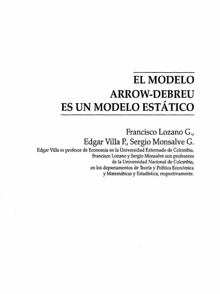 Modelo Arrow-Debreu: Análisis Estático | PDF | Teoría del equilibrio ...