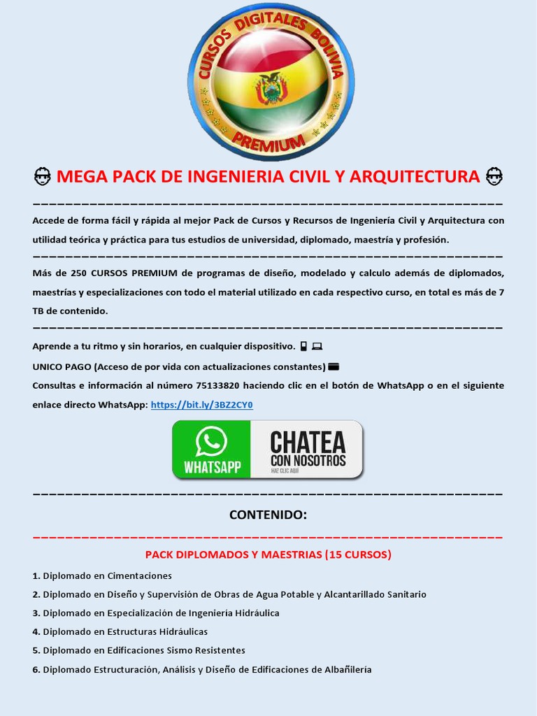 Contenido - Mega Pack de Ingenieria Civil y Arquitectura | PDF | Autodesk Revit | Software