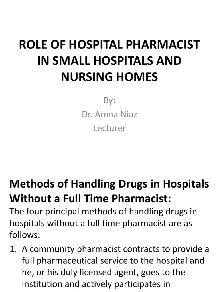 Role of Hospital Pharmacists in Small Hospitals | PDF | Pharmacy | Pharmacist